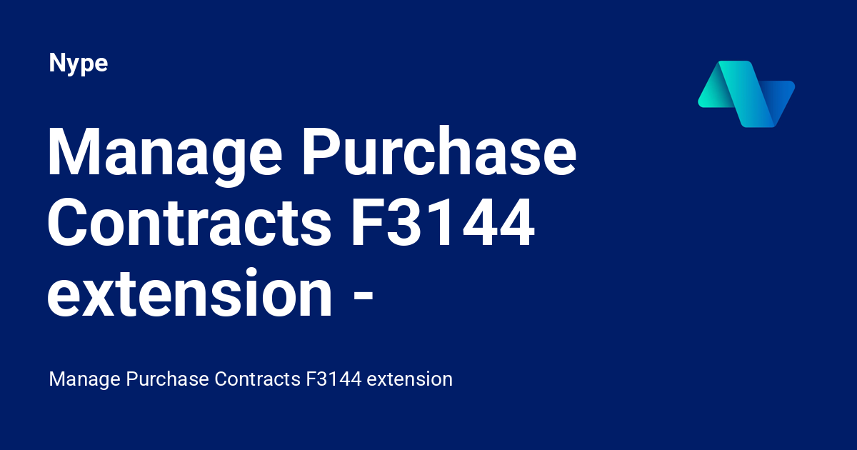 Manage Purchase Contracts F3144 extension - One-time suppliers - Nype